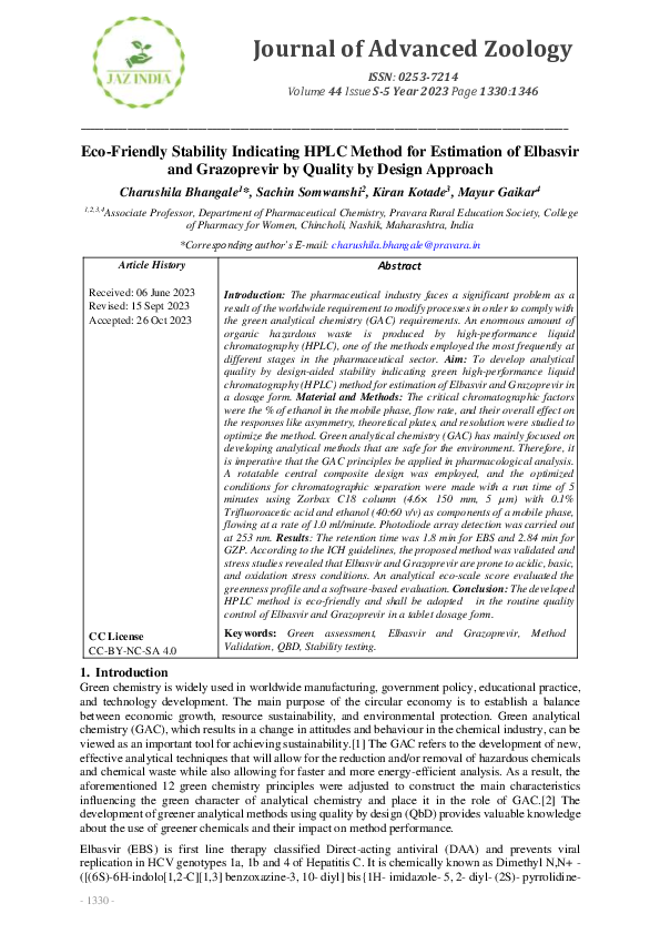 (PDF) Eco-Friendly Stability Indicating HPLC Method for Estimation of Elbasvir and Grazoprevir ...