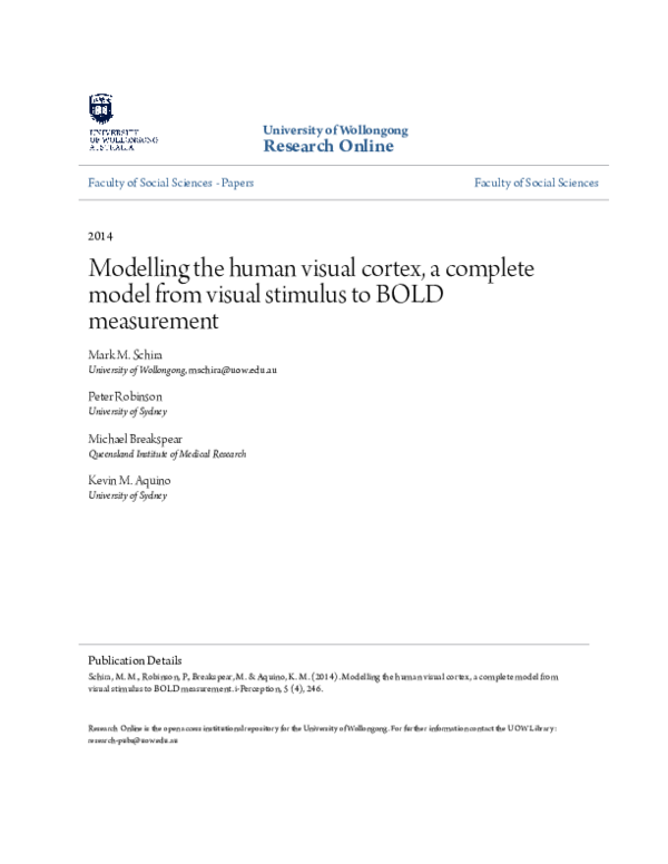 (PDF) Modelling the human visual cortex, a complete model from visual ...
