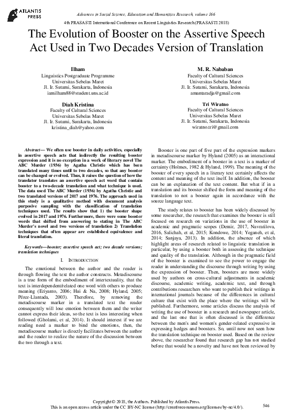 (PDF) Evolution of Boosters in Assertive Speech Acts