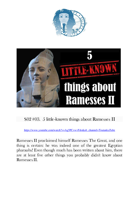 (PDF) S02 #03. 5 little-known things about Ramesses II