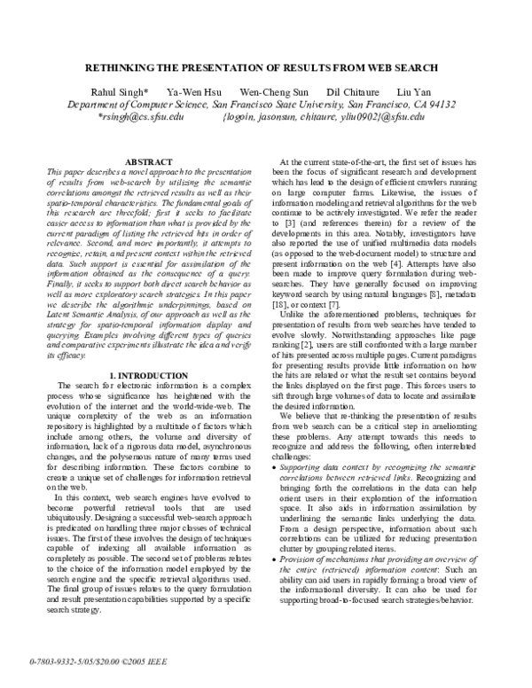 (PDF) Rethinking the Presentation of Results from Web Search