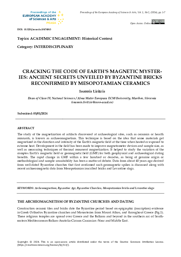 (PDF) CRACKING THE CODE OF EARTH'S MAGNETIC MYSTER-IES: ANCIENT SECRETS UNVEILED BY BYZANTINE ...