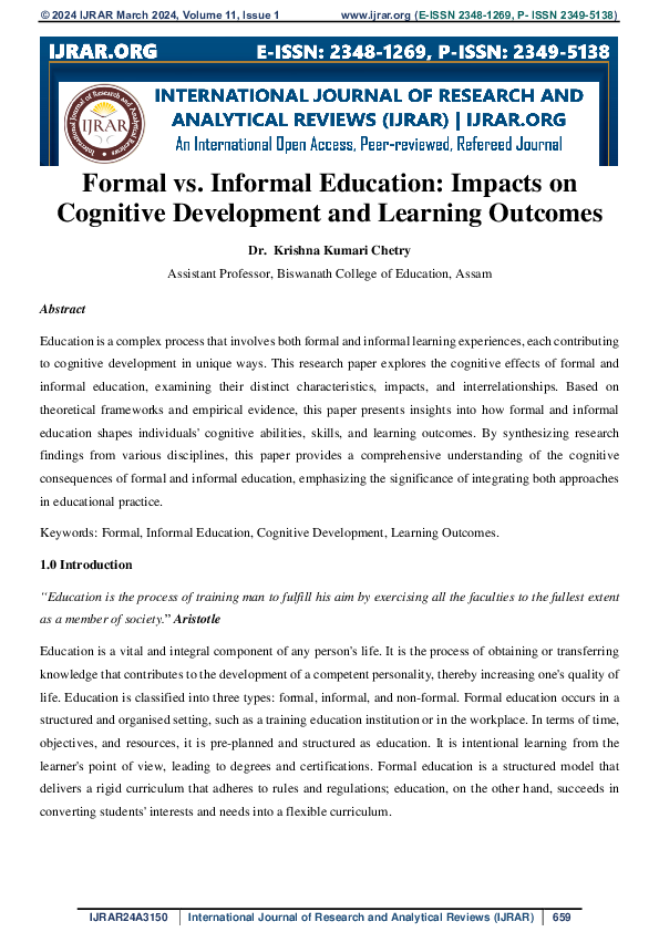 (PDF) Formal vs. Informal Education: Impacts on Cognitive Development ...
