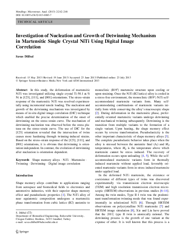 (PDF) Investigation of Nucleation and Growth of Detwinning Mechanism in ...