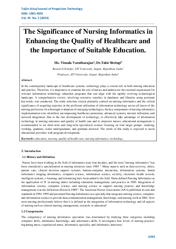 (PDF) The Significance of Nursing Informatics in Enhancing the Quality ...