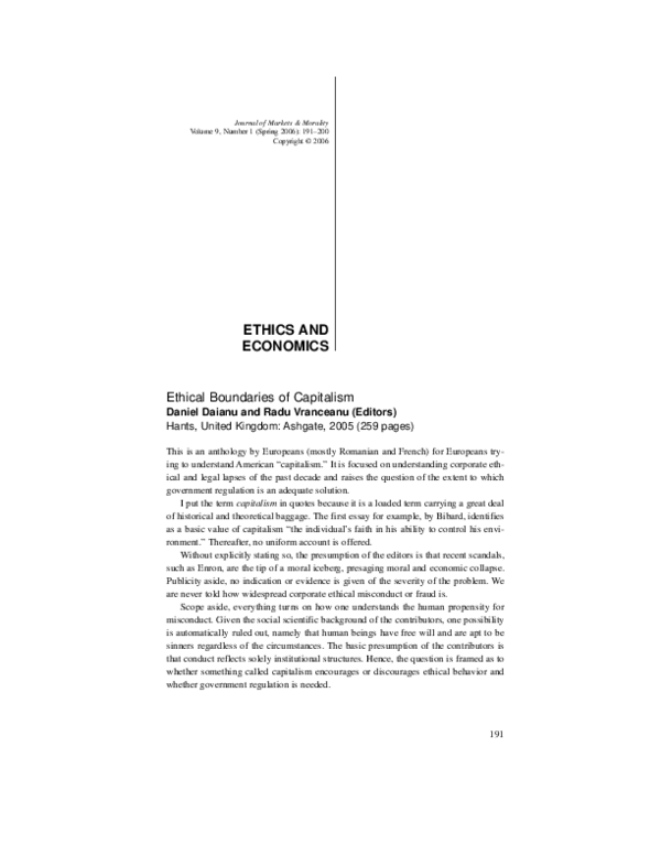 (PDF) Ethical boundaries of capitalism