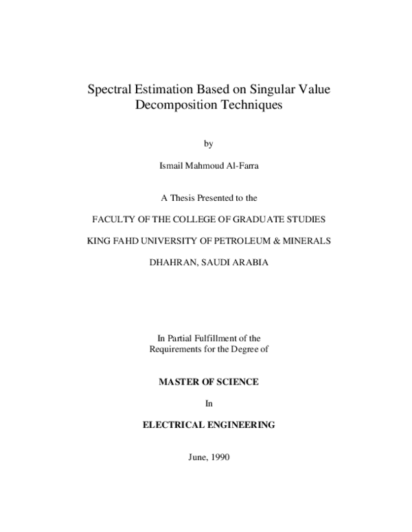 (PDF) Spectral estimation based on singular value decomposition techniques