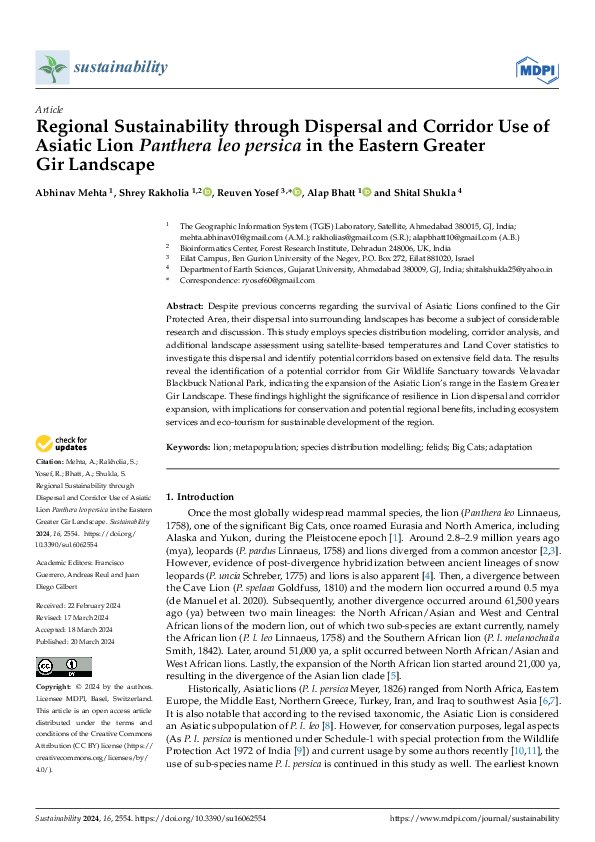 (PDF) Regional Sustainability through Dispersal and Corridor Use of ...