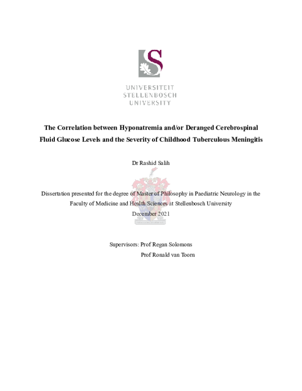 (PDF) The Correlation between Hyponatremia and/or Deranged ...