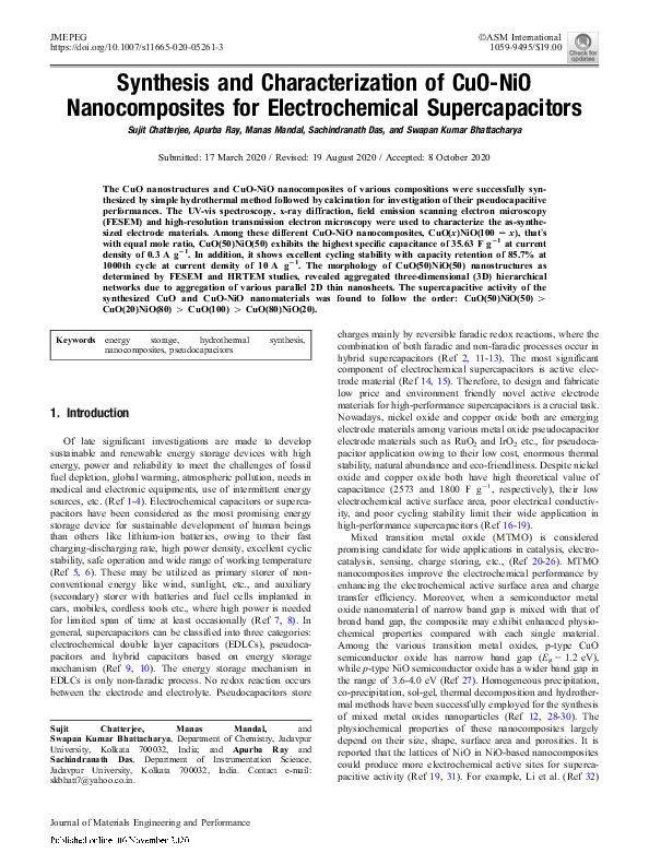 (PDF) Synthesis and characterization of CuO–NiO nanocomposite: highly ...