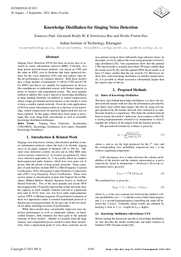 (PDF) Knowledge Distillation for Singing Voice Detection