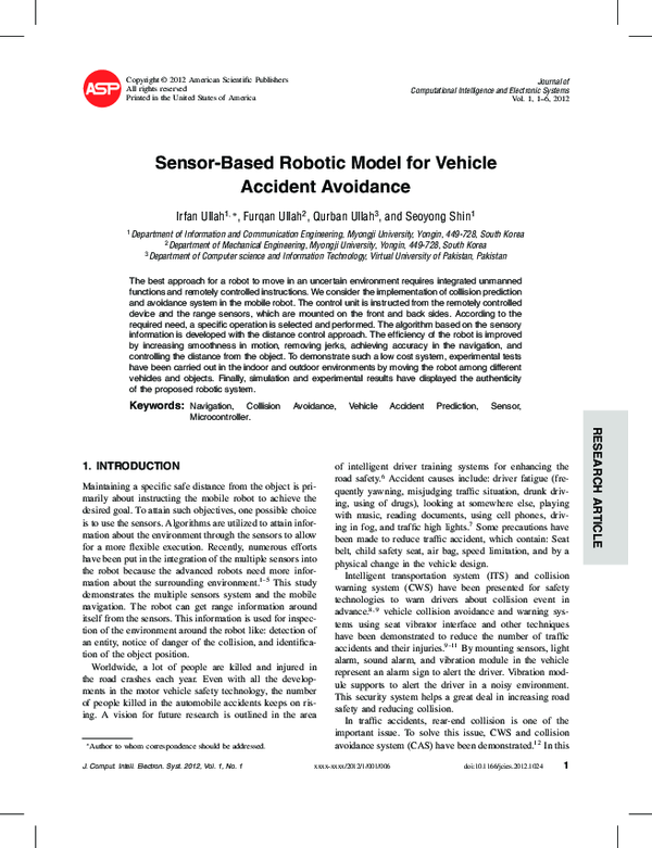 (PDF) Sensor-Based Robotic Model for Vehicle Accident Avoidance