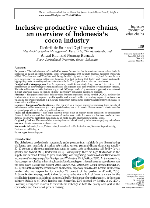 (PDF) Inclusive productive value chains, an overview of Indonesia’s ...