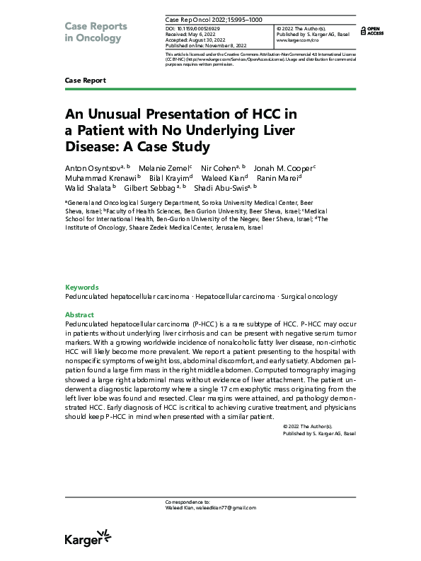 (PDF) An Unusual Presentation of HCC in a Patient with No Underlying ...