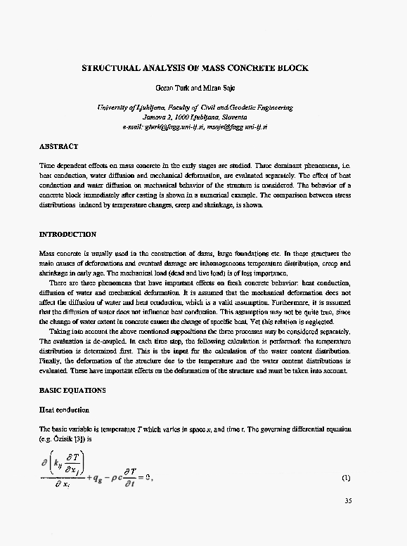 (PDF) Structural Analysis of Mass Concrete Block
