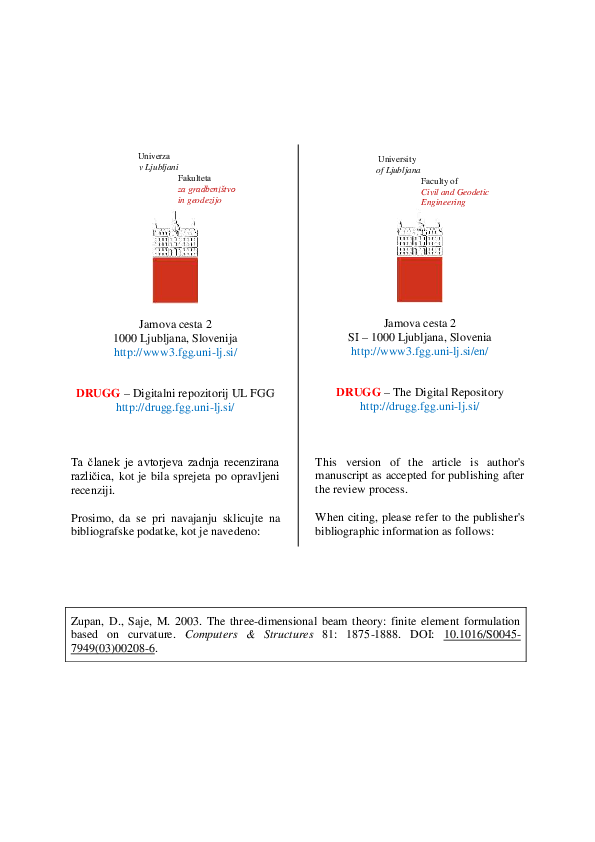 Pdf The Three Dimensional Beam Theory Finite Element Formulation