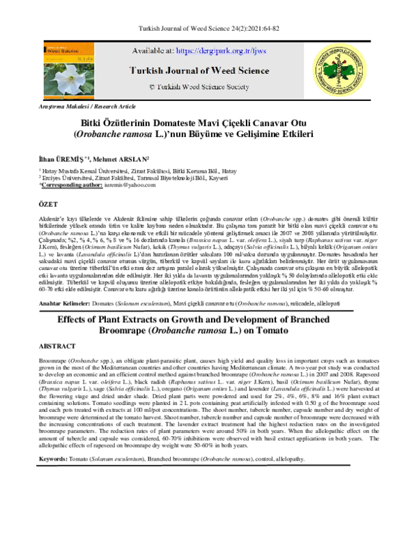 (PDF) Effects of Plant Extracts on Growth and Development of Branched ...