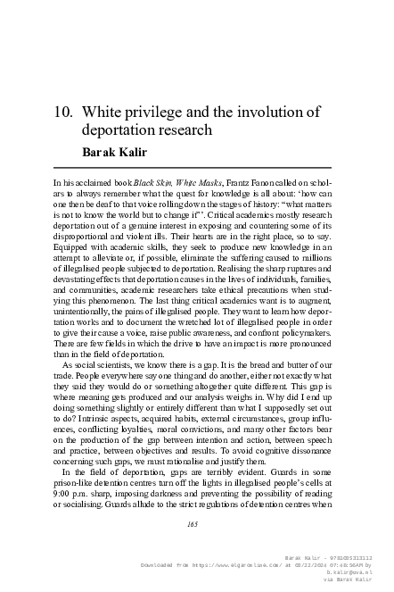 (PDF) White privilege and the involution of deportation research