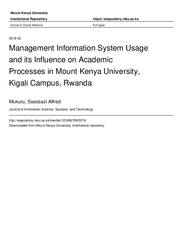(PDF) Management Information System Usage and its Influence on Academic ...