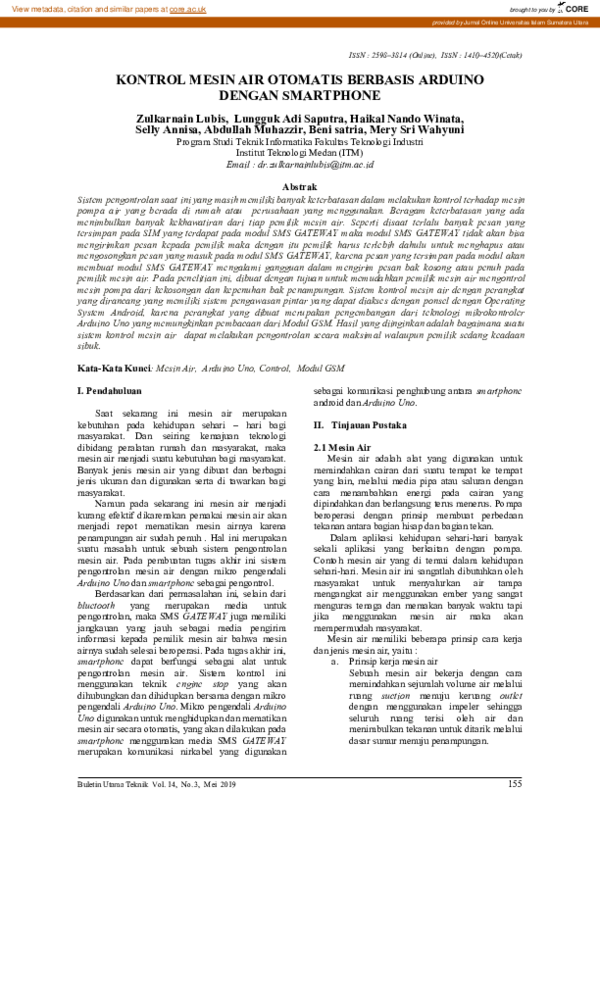 (PDF) Kontrol Mesin Air Otomatis Berbasis Arduino Dengan Smartphone
