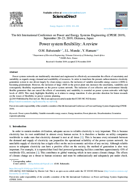 (PDF) Power system flexibility: A review