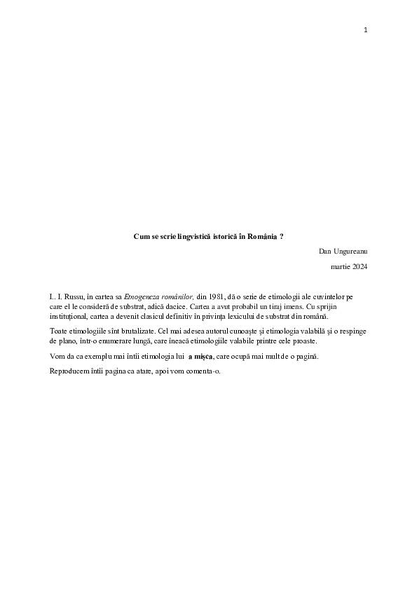 (PDF) Substratul dacic, ideologia comunistă și metodologia lingvistică