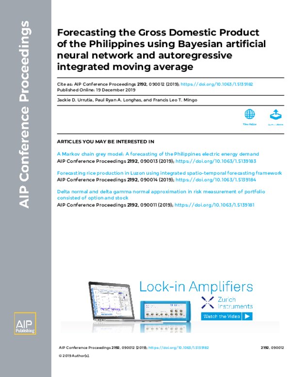 (PDF) Forecasting the Gross Domestic Product of the Philippines using Bayesian artificial neural ...