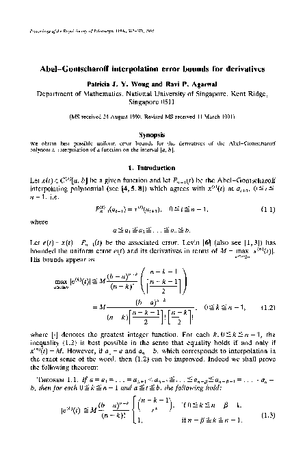 (PDF) Abel–Gontscharoff interpolation error bounds for derivatives