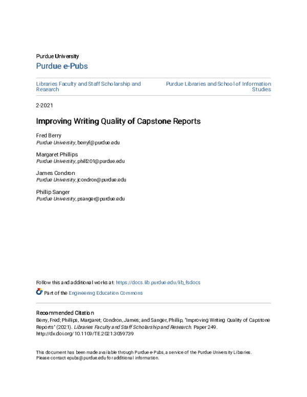 (PDF) Improving Writing Quality of Capstone Reports
