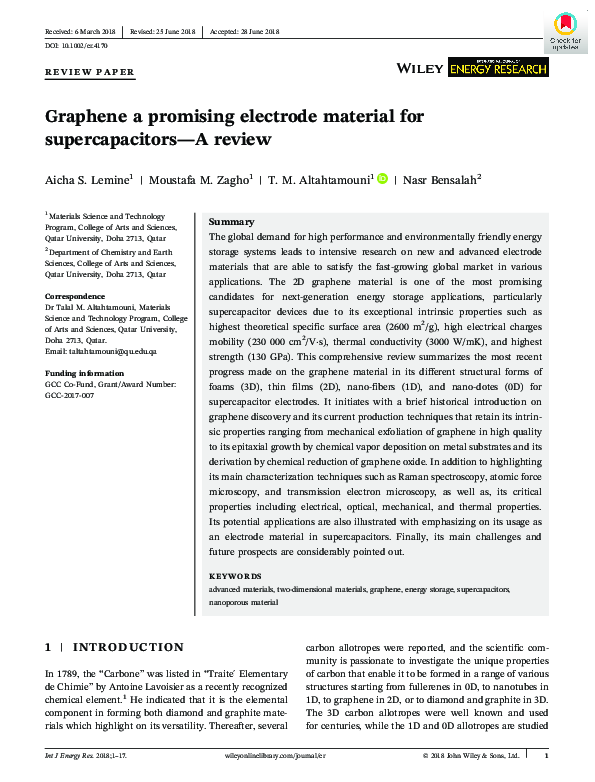 (PDF) Graphene a promising electrode material for supercapacitors-A review
