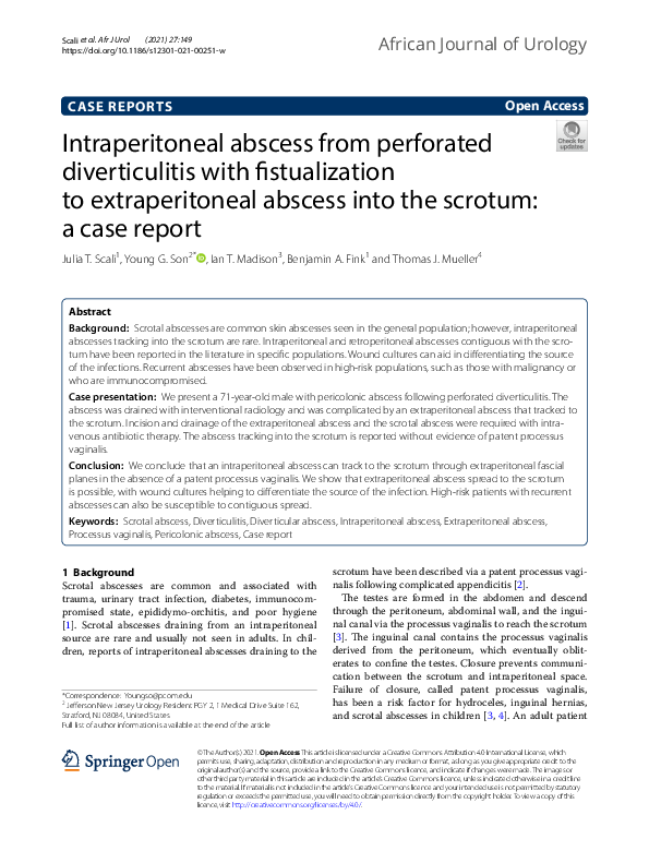 (PDF) Intraperitoneal abscess from perforated diverticulitis with ...