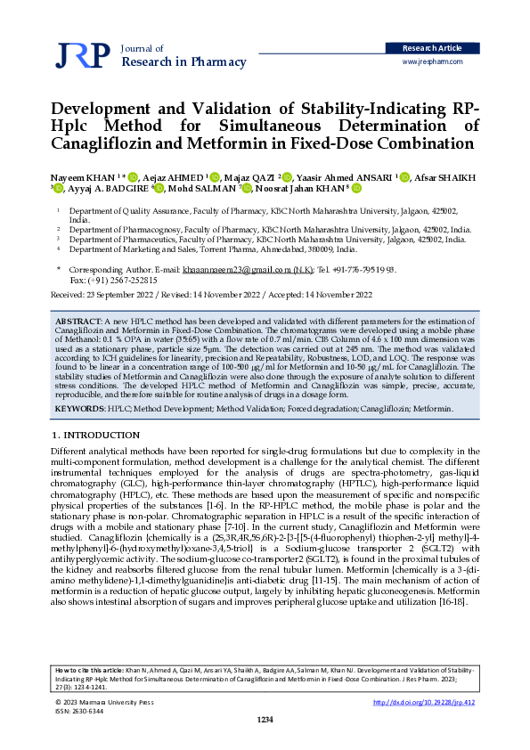 (PDF) Development and Validation of Stability-Indicating RPHplc Method for Simultaneous ...