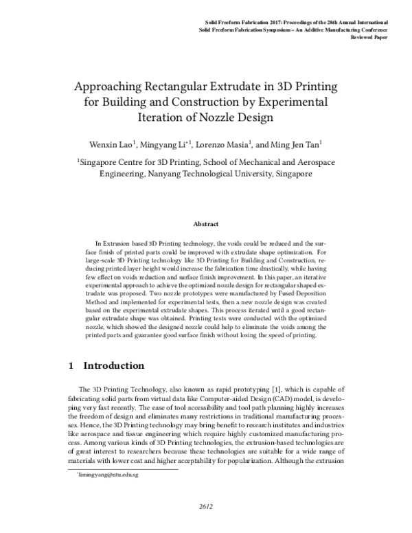 (PDF) Approaching Rectangular Extrudate in 3D Printing for Building and ...