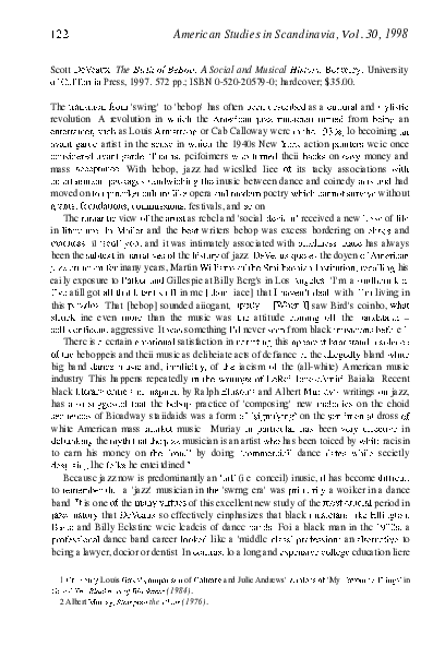 (PDF) Scott DeVeaux: The Birth of BeBop: A Social and Musical History