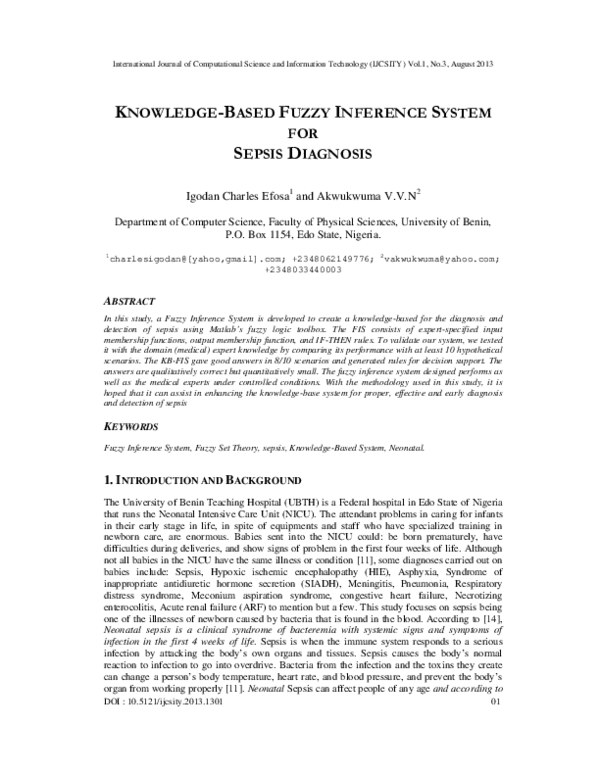 (PDF) Knowledge-Based Fuzzy Inference System for Sepsis Diagnosis | Efosa Igodan, Ph.D ...