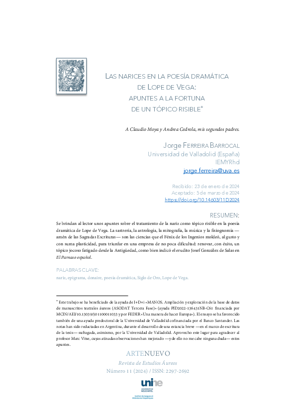 (PDF) Las narices en la poesía dramática de Lope de Vega: apuntes a la ...