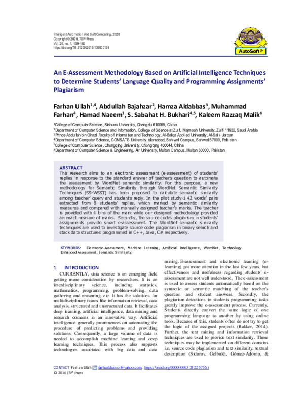 (PDF) An E-Assessment Methodology Based on Artificial Intelligence Techniques to Determine ...