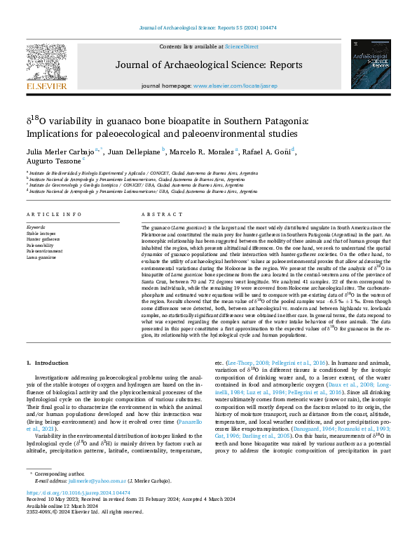 (PDF) δ18O variability in guanaco bone bioapatite in Southern Patagonia ...