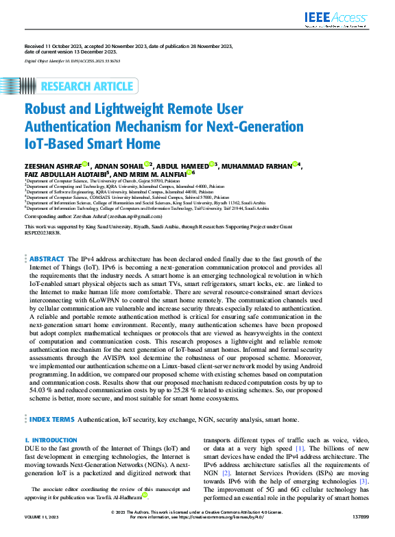 (PDF) Robust and Lightweight Remote User Authentication Mechanism for ...