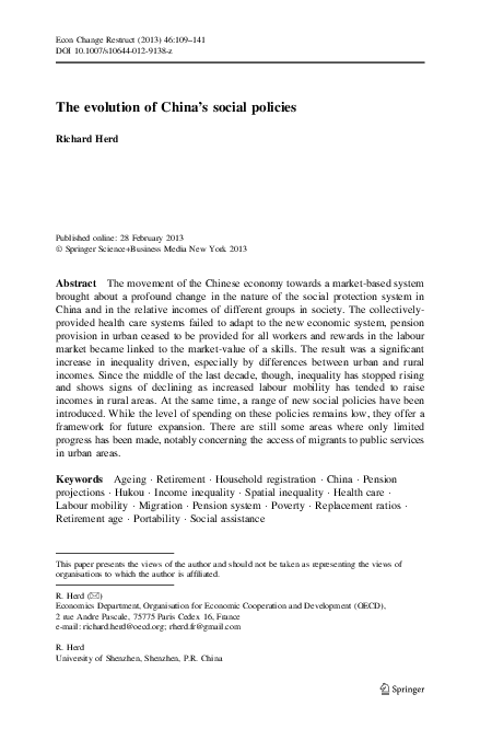 (PDF) The evolution of China’s social policies