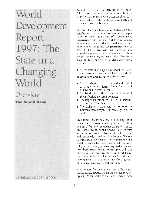(PDF) World Development Report 1997: The State in a Changing World ...