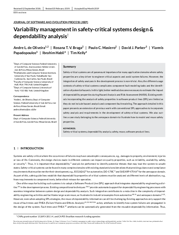 (PDF) Variability management in safety‐critical systems design and ...