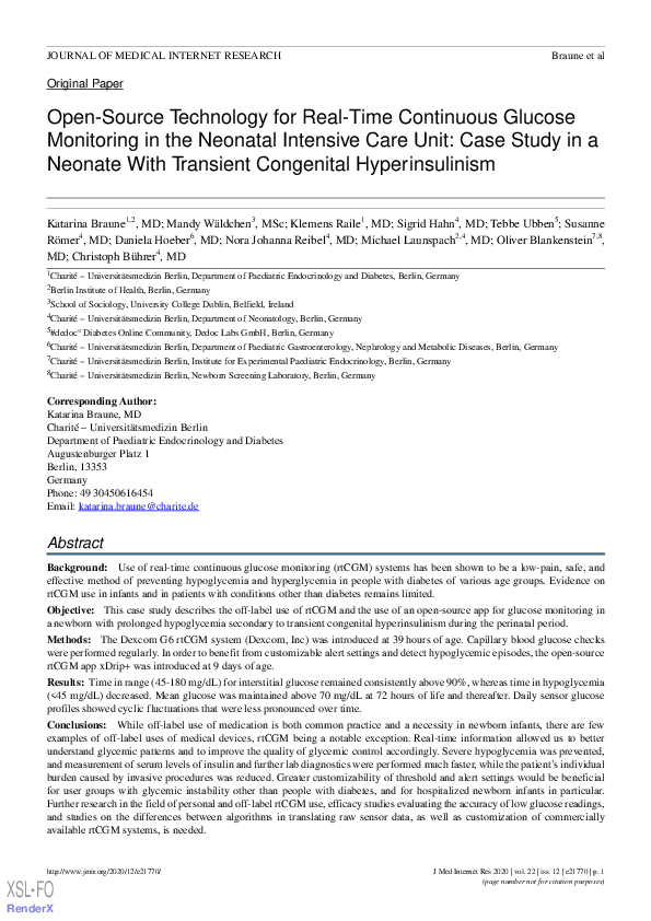 (PDF) Open-Source Technology in the NICU: A Case Study on Real-Time Continuous Glucose ...