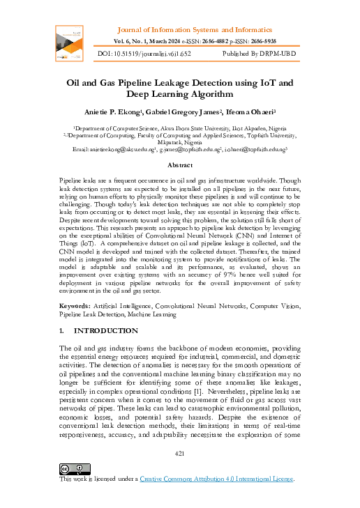 Pdf Oil And Gas Pipeline Leakage Detection Using Iot And Deep Learning Algorithm