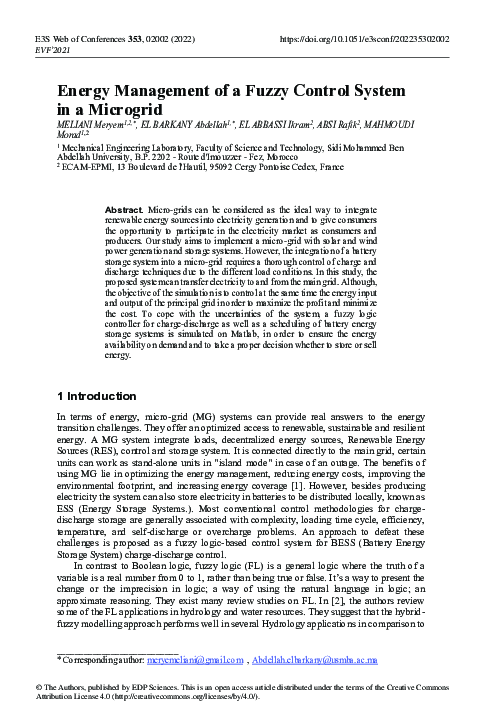 (PDF) Energy Management of a Fuzzy Control System in a Microgrid