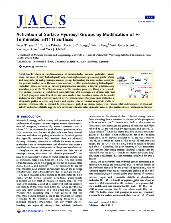 (PDF) Activation of Surface Hydroxyl Groups by Modification of H ...