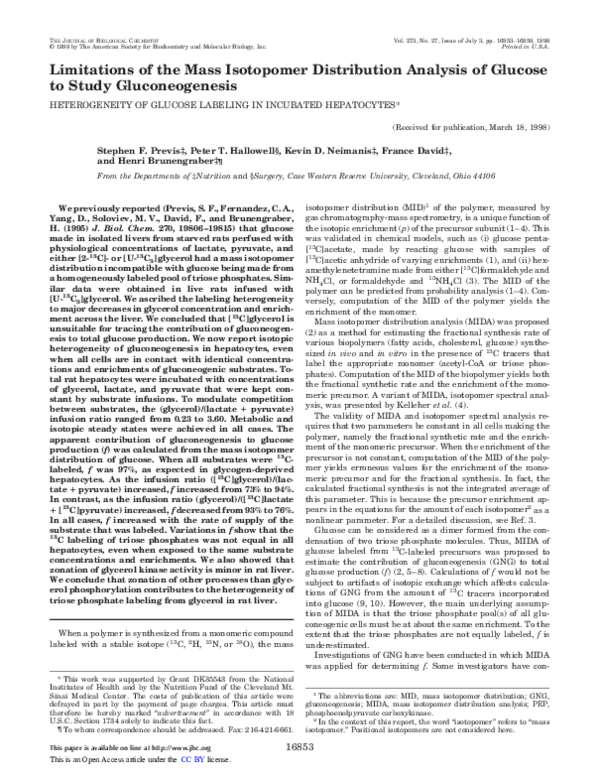 (PDF) Limitations of the Mass Isotopomer Distribution Analysis of ...