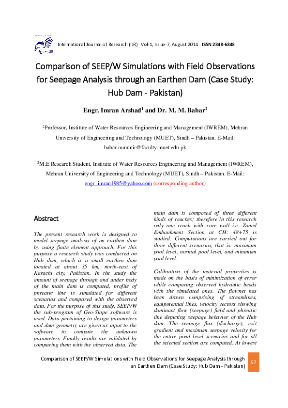 (PDF) Comparison of SEEP/W Simulations with Field Observations for ...
