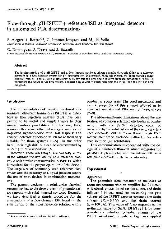 (PDF) Flow-through pH-ISFET + reference-ISE as integrated detector in automated FIA ...