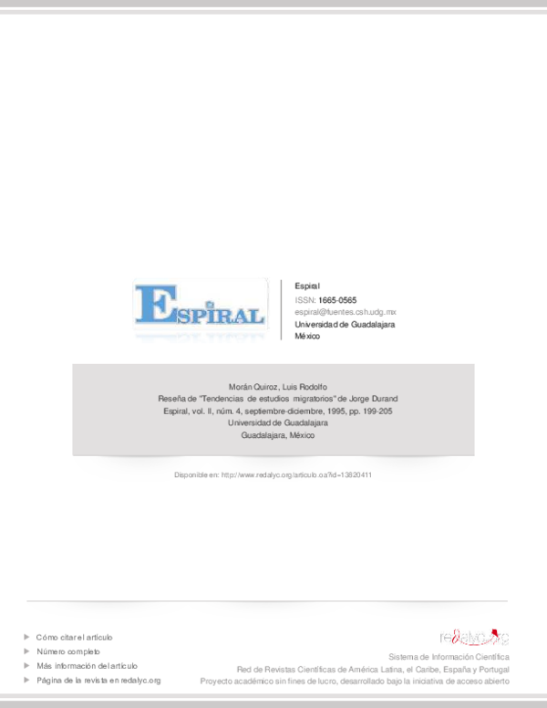 (PDF) Reseña de" Tendencias de estudios migratorios" de Jorge Durand